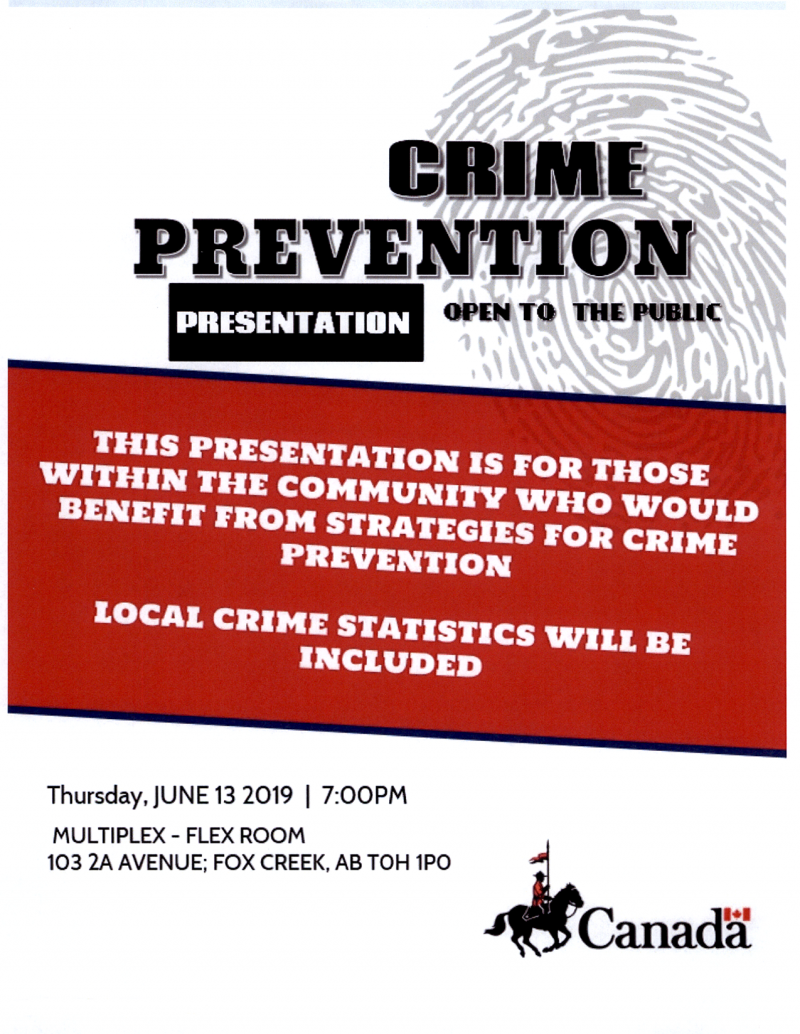 Crime Prevention Presentation - June 13, 2019 - Town of Fox Creek